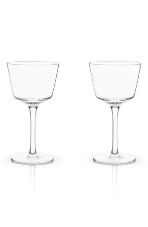 VISKI Raye Crystal Angled Nick & Nora Glasses Set Of 2 - Clear