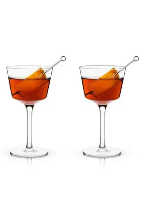 VISKI Raye Crystal Angled Nick & Nora Glasses Set Of 2