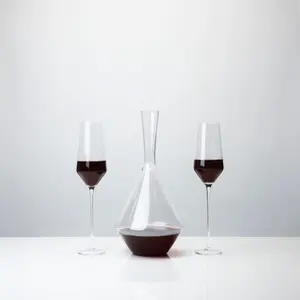 VISKI Raye Crystal 3-piece Angled Bordeaux Decanter And Wine Glass Set
