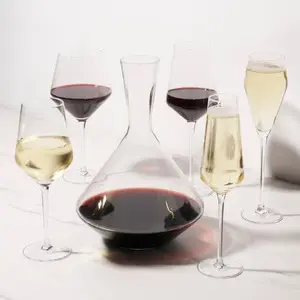 VISKI Raye Crystal 3-piece Angled Bordeaux Decanter And Wine Glass Set