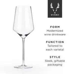 VISKI Raye Crystal 3-piece Angled Bordeaux Decanter And Wine Glass Set
