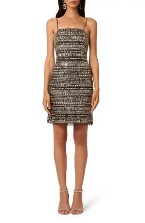 LIV FOSTER Beaded Mini Cocktail Dress - Silver