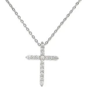 DLORIA Hollywood Sensation White Gold Plated Cross Necklace - Silver