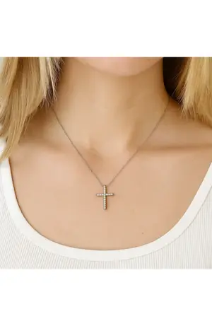 DLORIA Hollywood Sensation White Gold Plated Cross Necklace