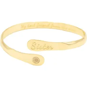 DLORIA Sister Engraved Cuff Bracelet Gold