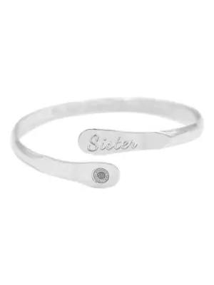 DLORIA Sister Engraved Cuff Bracelet - Silver