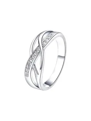 DLORIA Hollywood Sensation Crystal Braided Ring - Silver