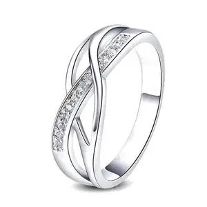 DLORIA Hollywood Sensation Crystal Braided Ring - Silver