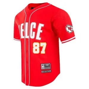 PRO STANDARD Travis Kelce Kansas City Chiefs Mesh Button-up Baseball Jersey