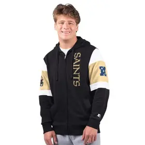 STARTER New Orleans Saints Extreme Full-zip Hoodie - Black