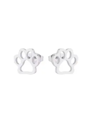 DLORIA Hollywood Sensation Charmedpaw Paw Print Stud Earrings - Silver