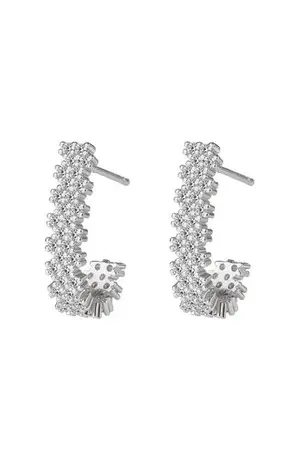 DLORIA Hollywood Sensation Elara Cubic Zirconia J Hoop Earrings - Silver