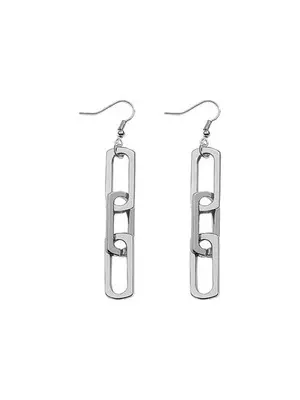 DLORIA Hollywood Sensation Link Dangle Earrings - Silver