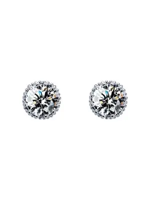 DLORIA Hollywood Sensation One Carat Cubic Zirconia Stud Earrings - Silver