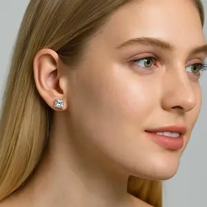 DLORIA Hollywood Sensation Half Carat Princess Cut Zirconia Stud Earrings