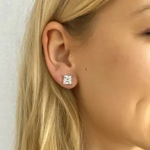 DLORIA Hollywood Sensation Half Carat Princess Cut Zirconia Stud Earrings