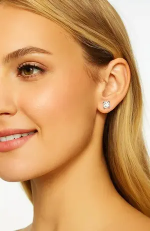 DLORIA Hollywood Sensation Half Carat Princess Cut Zirconia Stud Earrings