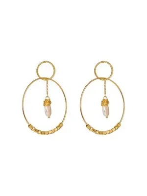 DLORIA Hollywood Sensation Pearl Hoop Earrings - Gold