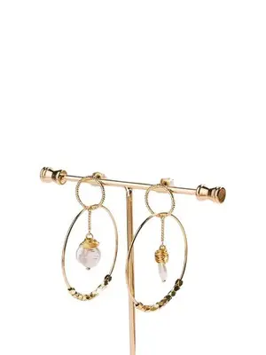 DLORIA Hollywood Sensation Pearl Hoop Earrings