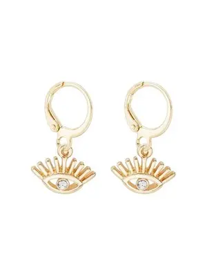 DLORIA Hollywood Sensation Evil Eye Huggie Earrings - Gold