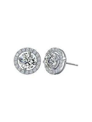 DLORIA Hollywood Sensation Cubic Zirconia Stud Earrings - Silver