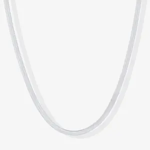 DLORIA Hollywood Sensation 18k White Gold Plated Snake Chain Necklace - Silver