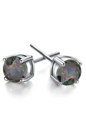 DLORIA Hollywood Sensation Half Carat Round Cut Topaz Stud Earrings