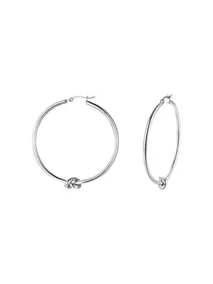DLORIA Hollywood Sensation Knot Hoop Earrings - Silver