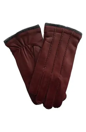 PAULA ROWAN Dylan Leather Gloves - Bordeaux/grey