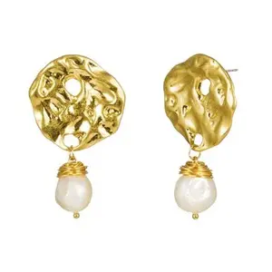 DLORIA Hollywood Sensation Baroque Pearl Drop Earrings - Gold