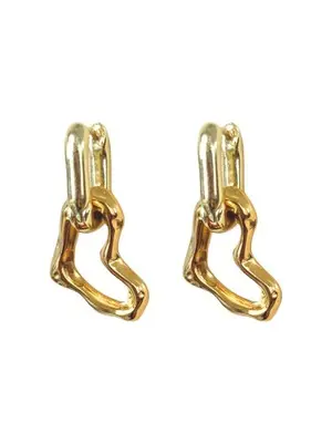 DLORIA Hollywood Sensation Two-tone Heart Huggie Earrings - Gold