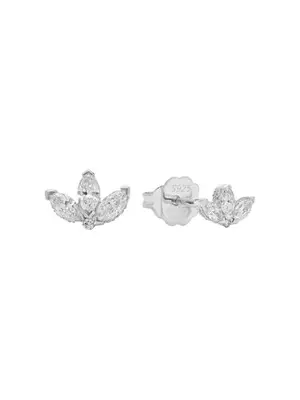 DLORIA Golden Blossom Stud Earrings - Silver