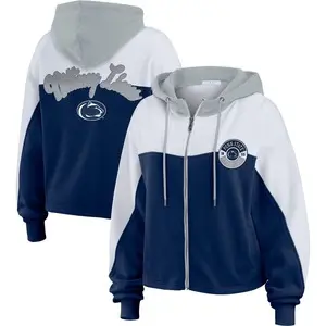 WEAR BY ERIN ANDREWS Penn State Nittany Lions Color-block Full-zip Hoodie - Navy