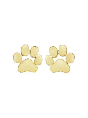 DLORIA Hollywood Sensation Paw Print Stud Earrings - Gold