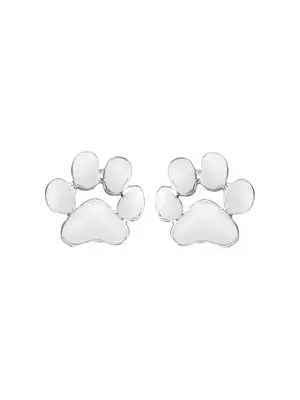 DLORIA Hollywood Sensation Paw Print Stud Earrings - Silver