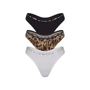 SKIMS X Dolce&gabbana Cotton Jersey Dipped Thong - Leopard