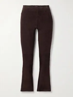 Stouls Jp Twenty Cropped Suede Flared Leggings - Brown