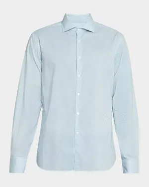 Canali Micro-geometric Sport Shirt - Green