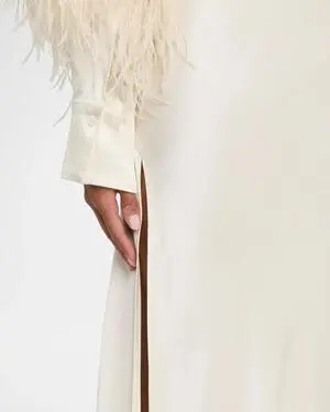 Lapointe Satin Bias Slit Midi Skirt - Cream