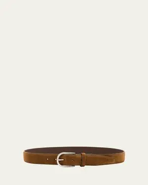 Brioni Brioni Suede Belt With Round Buckle - Brown