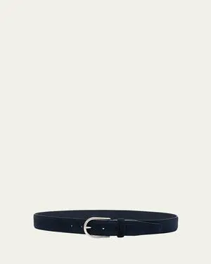 Brioni Suede Belt With Round Buckle - Midnight Blue