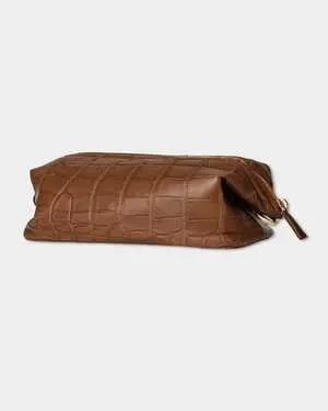 ABAS Alligator Travel Toiletry Bag Tan