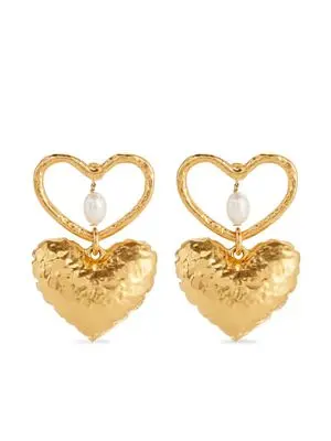 Nina Ricci Double Heart Earrings - Gold