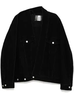 SANKUANZ Asymmetric Collar Denim Jacket - Black