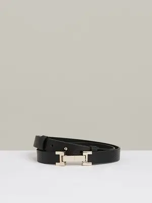REISS Hayley Leather Belt - Black