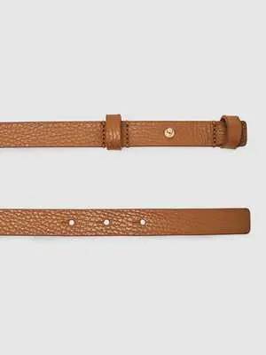 REISS Hayley Leather Square Hinge Belt - Tan