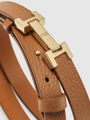 REISS Hayley Leather Square Hinge Belt - Tan