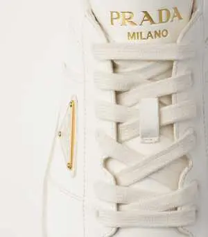 Prada Nappa Leather Downtown Sneakers - Neutral
