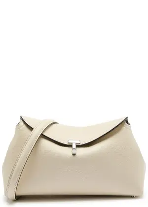 TOTÊME T-lock Grained Leather Clutch - White