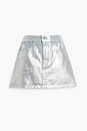 Rabanne Coated Metallic Denim Mini Skirt